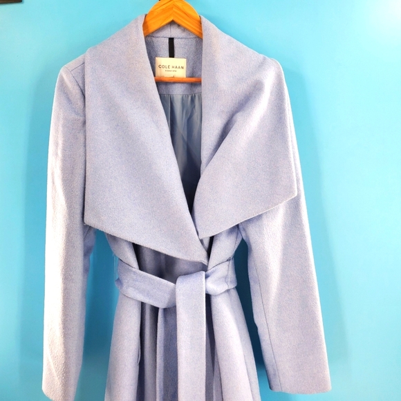 Cole Haan | Jackets & Coats | Cole Haan Signature Ice Blue Wrap Coat 4 ...